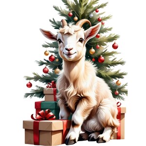 Goat Clipart Bundle, 15 PNG Watercolor Christmas Goat Farm Clip Art ...