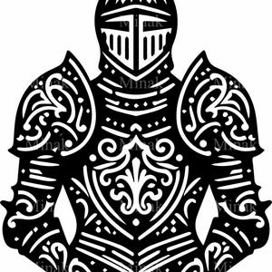 8 SVG Medieval Knight SVG Cut File - Ornate Armored Warrior Holding ...