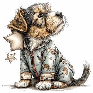 15 PNG Sleepy Dog – Pajama Pup PNG – Cute Bedtime Clipart for Nursery ...