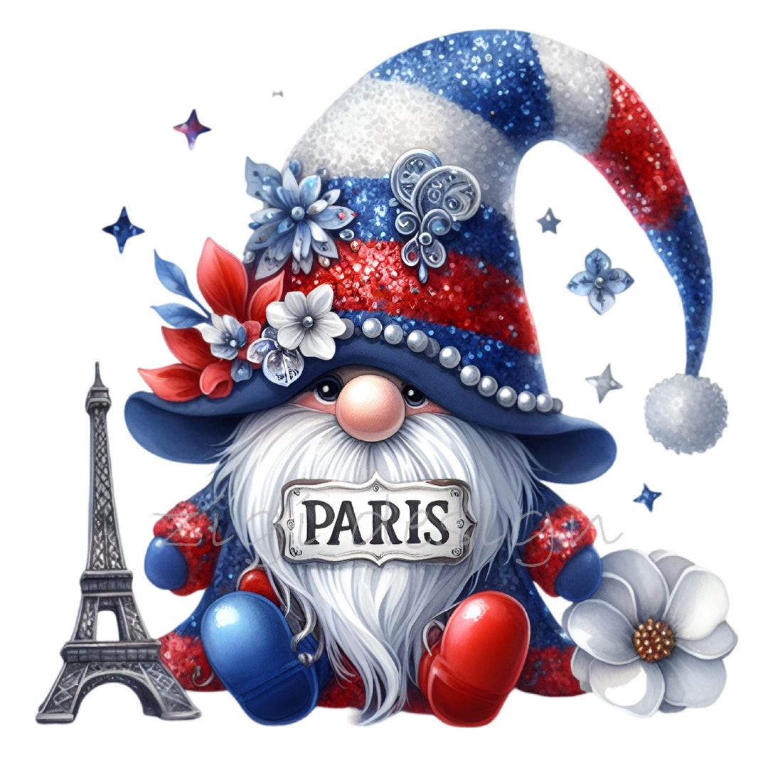 Paris Clipart, Gnome Clip Art, 15 PNG Watercolor French Gnome, Junk ...