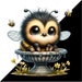12 PNG Messy Hair Bee Bumblebee Clipart, Birdbath Sublimation Garden ...