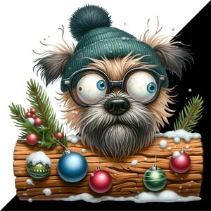 15 Funny Christmas Dog PNG Clipart With Hat, Scarf and Ornaments on ...