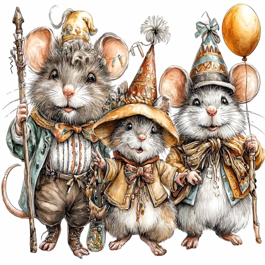 10 PNG Storybook Mice Clipart, Whimsical Mouse Characters Illustration ...