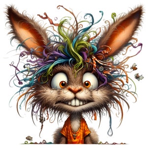 10 Funny Bunny PNG Clipart With Wild Hair, Glasses, and Tangled Ears ...
