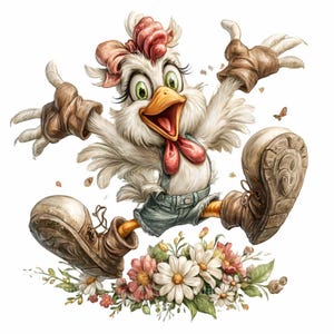 15 PNG Spring Chicken Clipart, Watercolor Farm Bird With Flowers ...