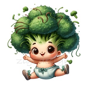 Broccoli Character PNG 12 Cute Cartoon Vegetable Clipart Whimsical Food ...