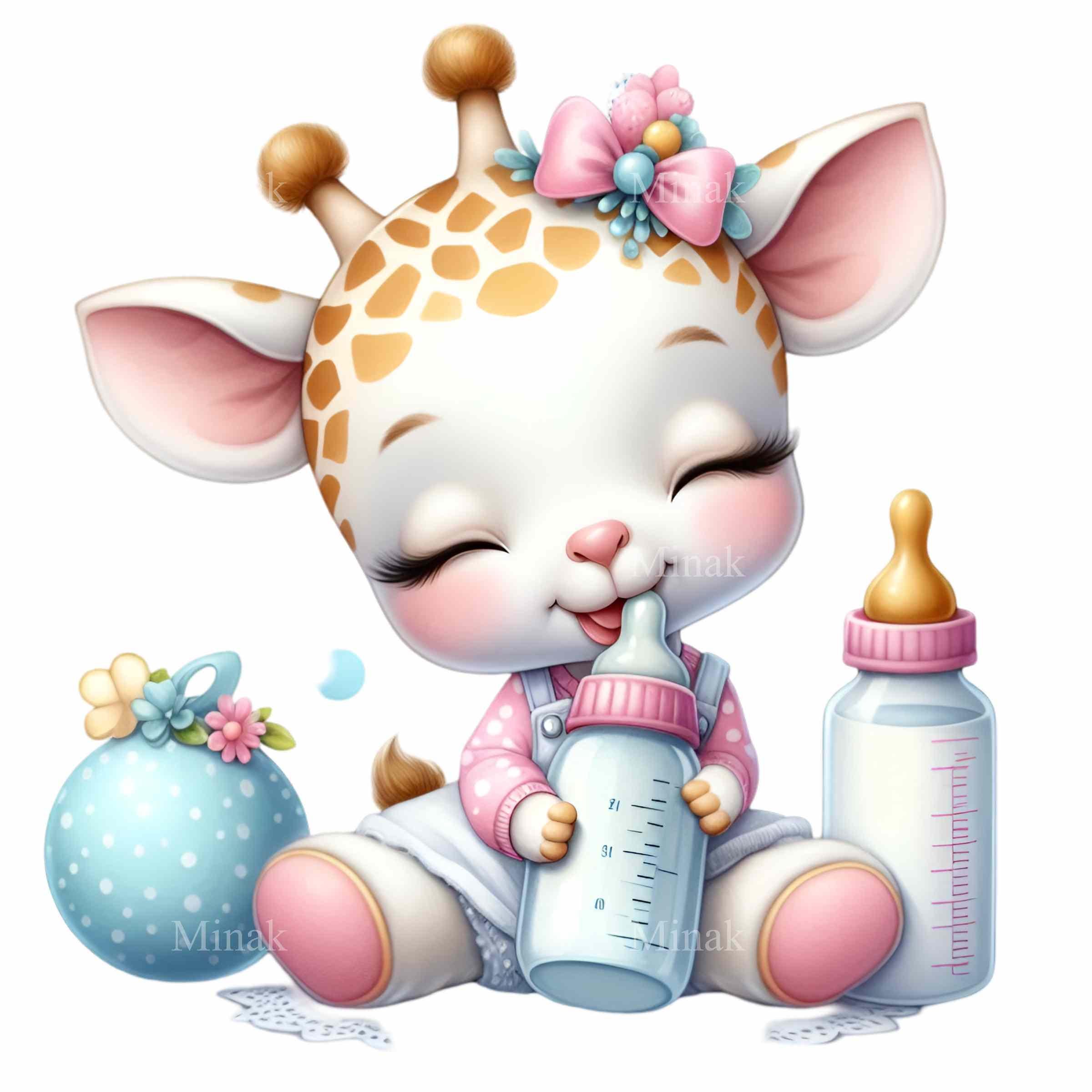 15 PNG Baby Giraffe Clipart – Cute Animal PNG – Nursery Illustration ...