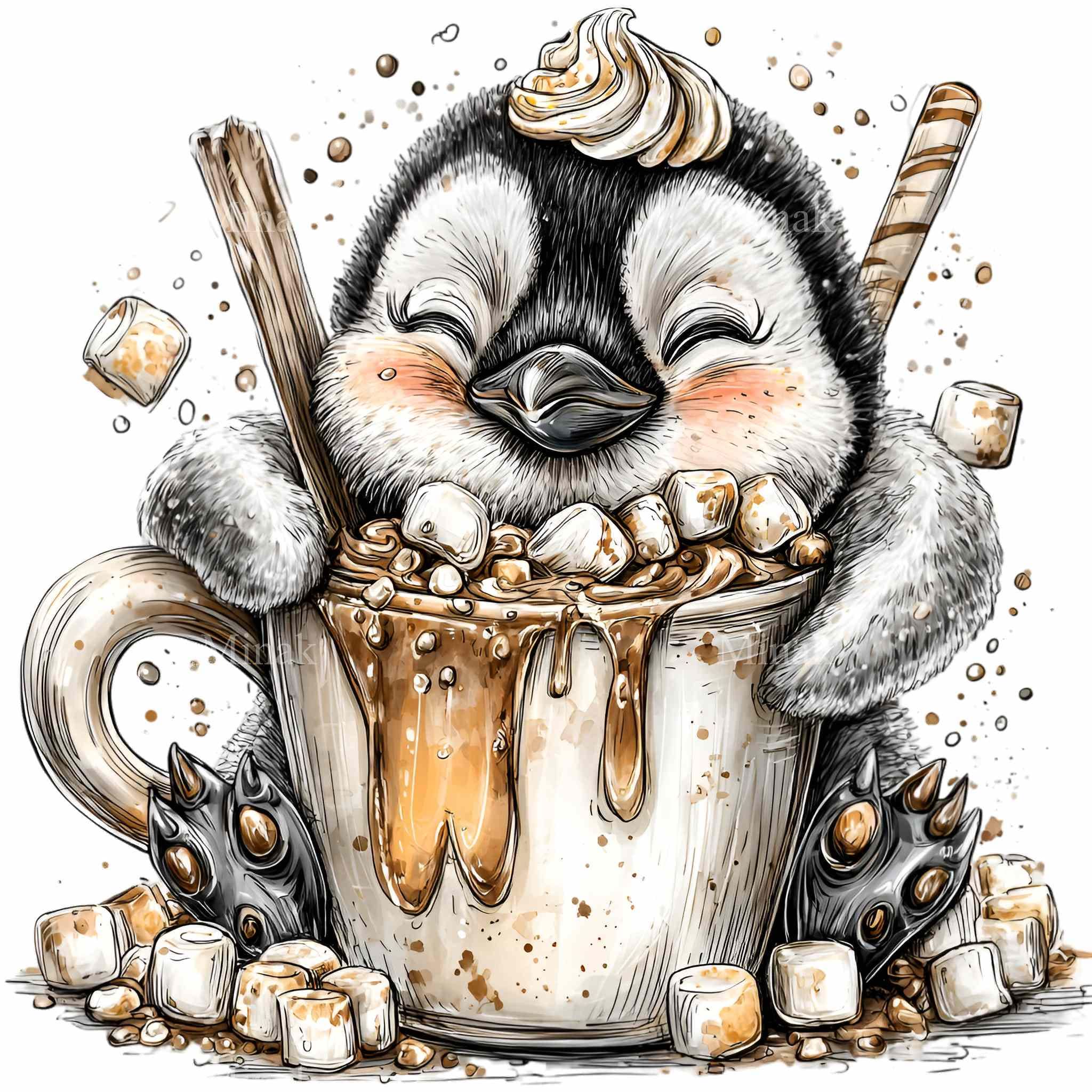 15 PNG Winter Penguin Clipart – Cute Penguin With Hot Cocoa PNG ...