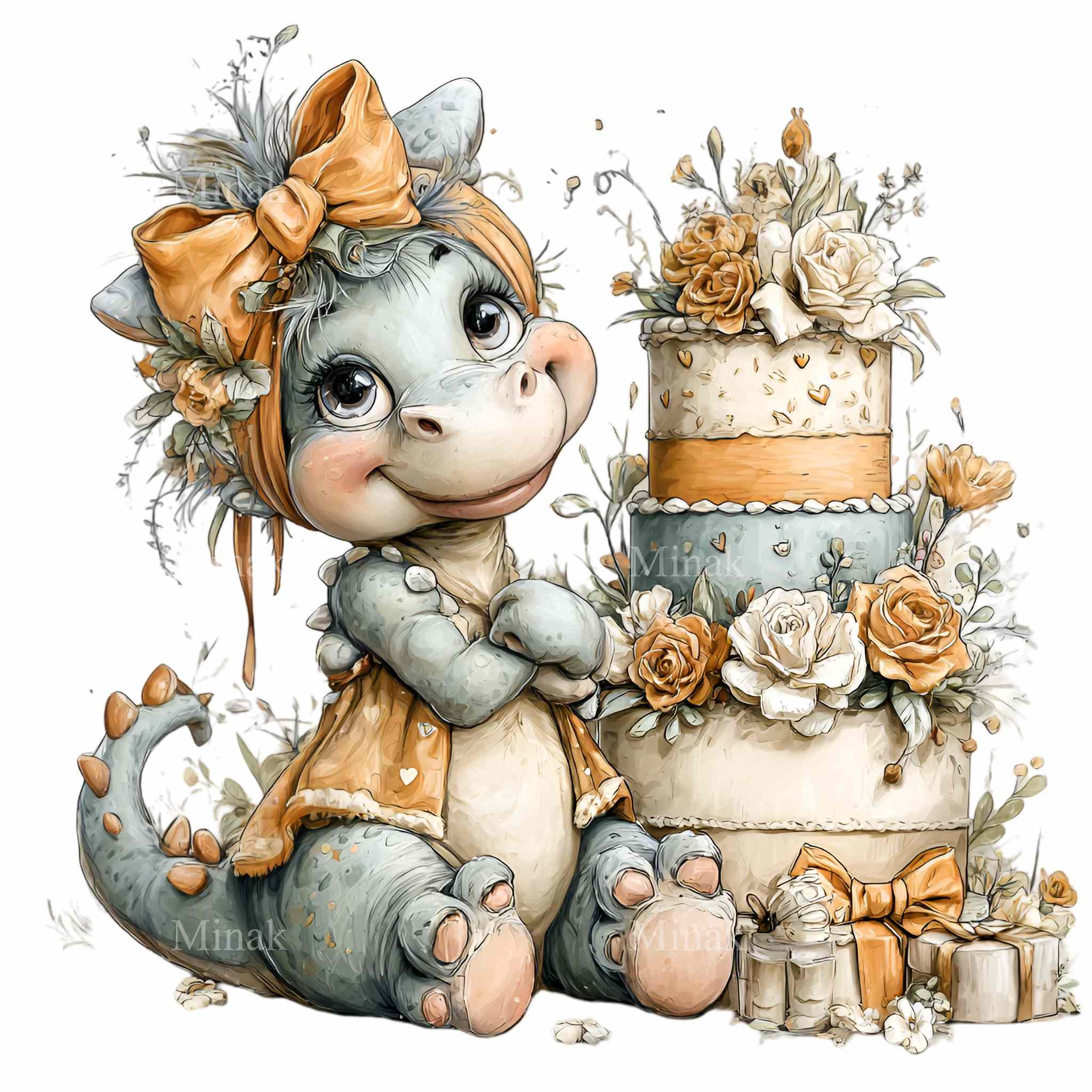 15 PNG Dinosaur Birthday Clipart – Cute Dino PNG Illustration – Digital ...