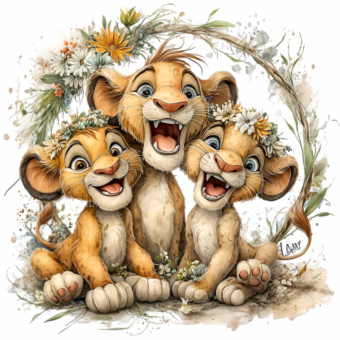 15 PNG Baby Lion Cubs Clipart – Cute Safari Animal PNG for Nursery Wall ...