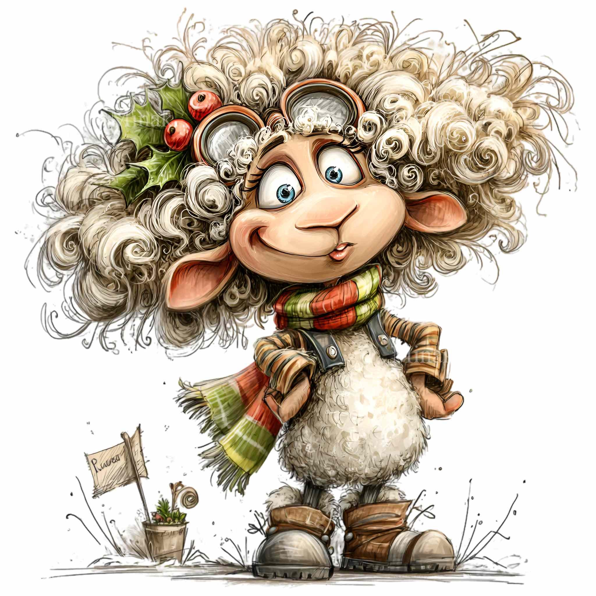 12 PNG Holiday Sheep Clipart – Christmas Lamb PNG – Cute Farm Animal ...