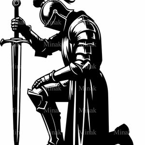 6 SVG Kneeling Knight SVG Cut File – Praying Warrior Silhouette ...