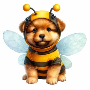 10 PNG Cute Puppy in Bee Costume Clipart - Adorable Bumblebee Dog PNG ...