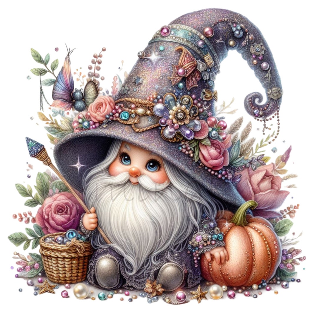 Witch Clipart, Gnome Clip Art, 15 PNG Watercolor Magic, Printable ...