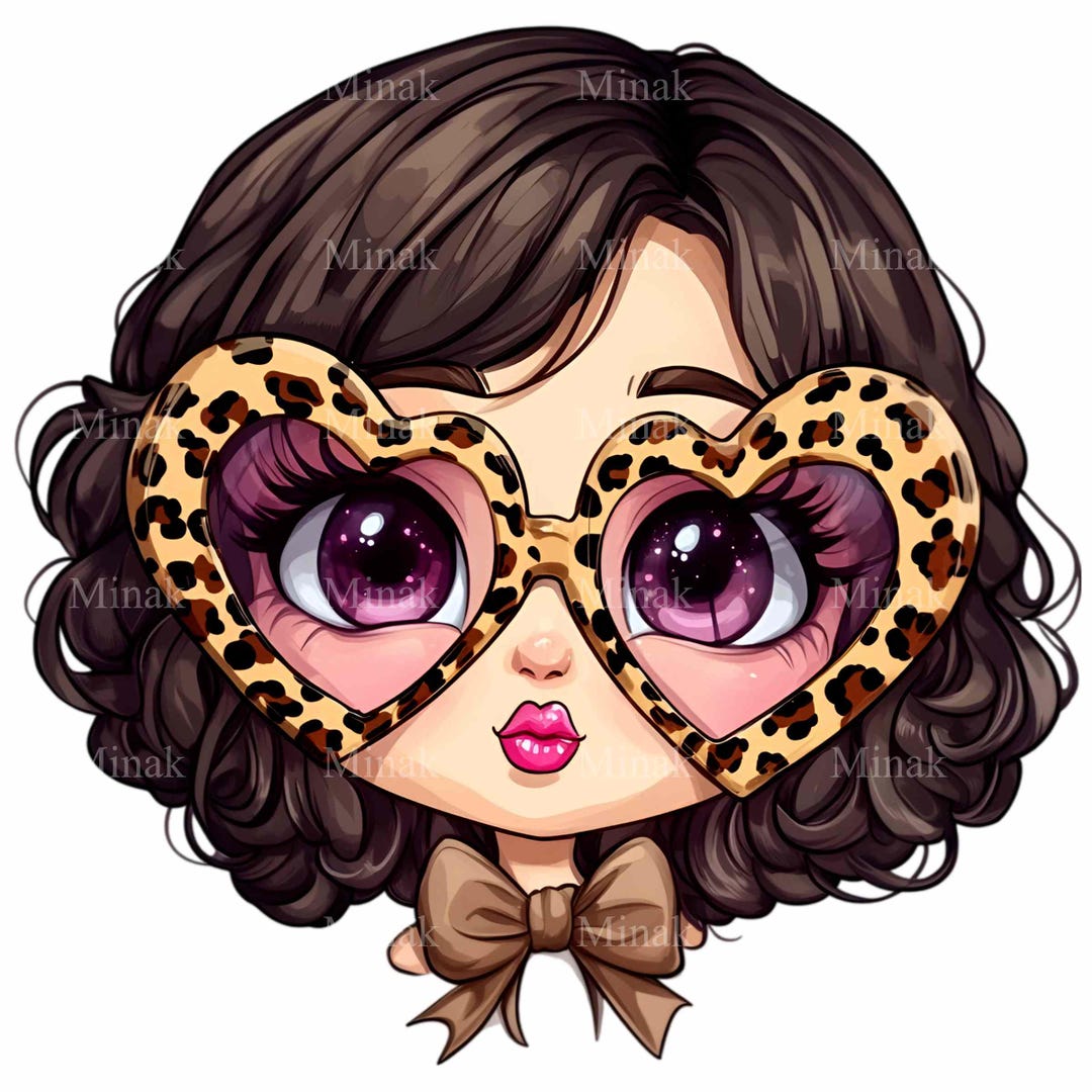 16 Leopard Print Girl PNG Clipart - Cute Girl With Leopard Glasses and ...