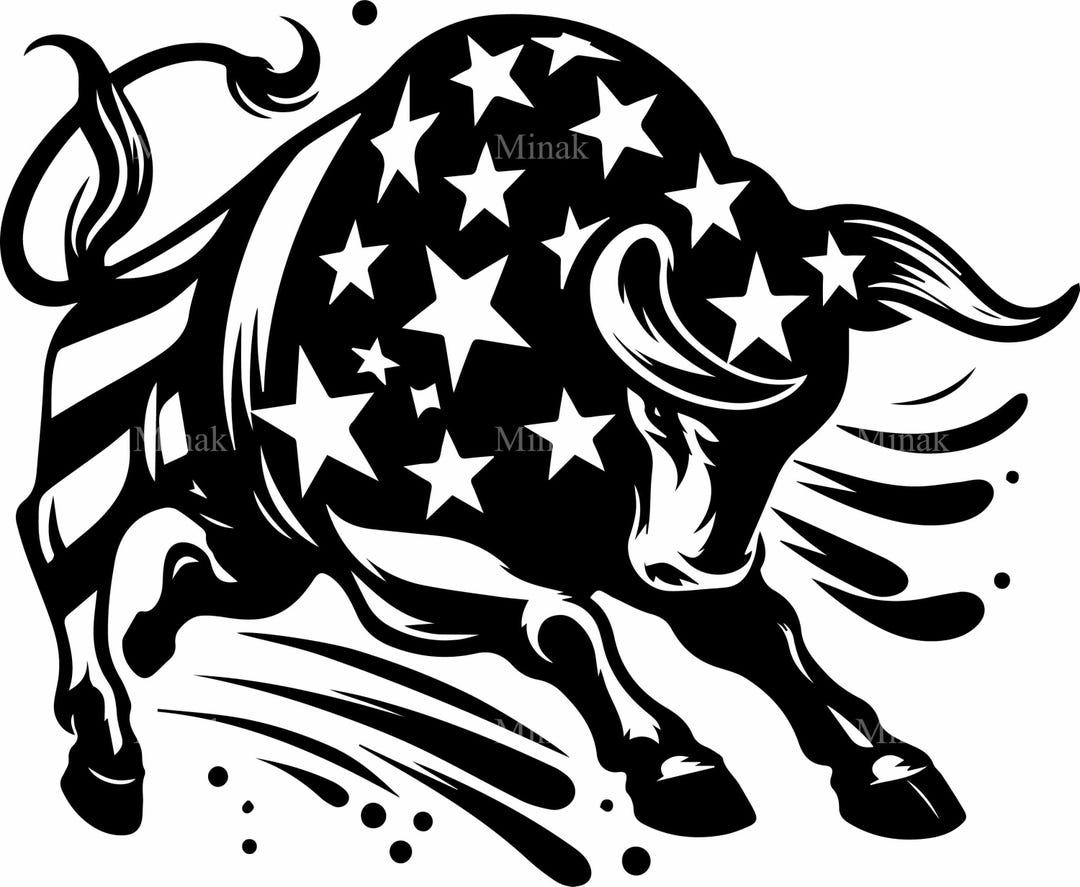 5 SVG Charging Bull Patriotic USA Flag Taurus Stars Stripes Animal ...