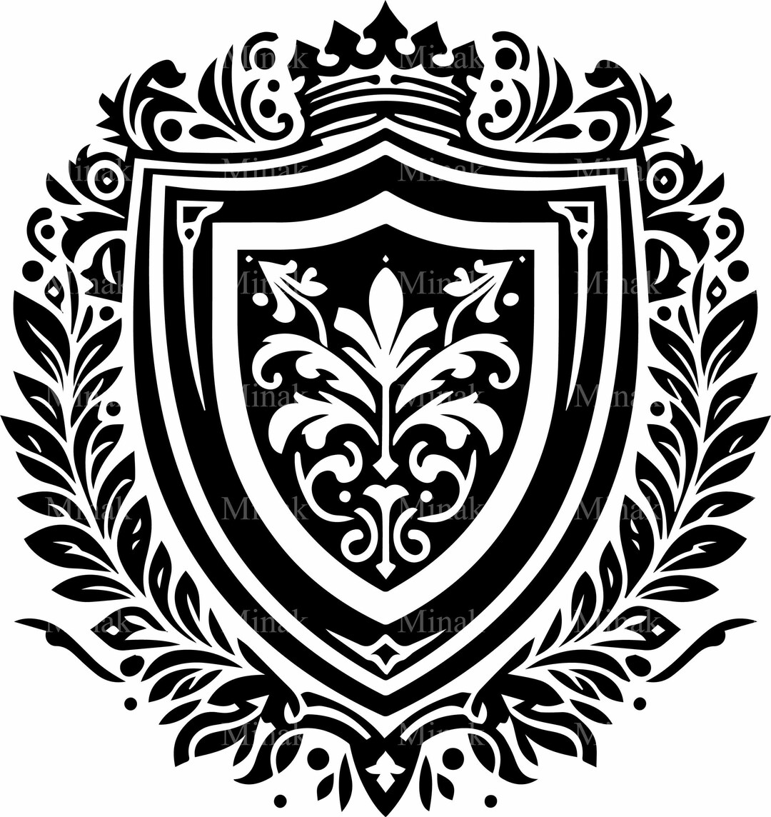 5 SVG Medieval Crest SVG Cut File Heraldic Shield Silhouette Clipart ...