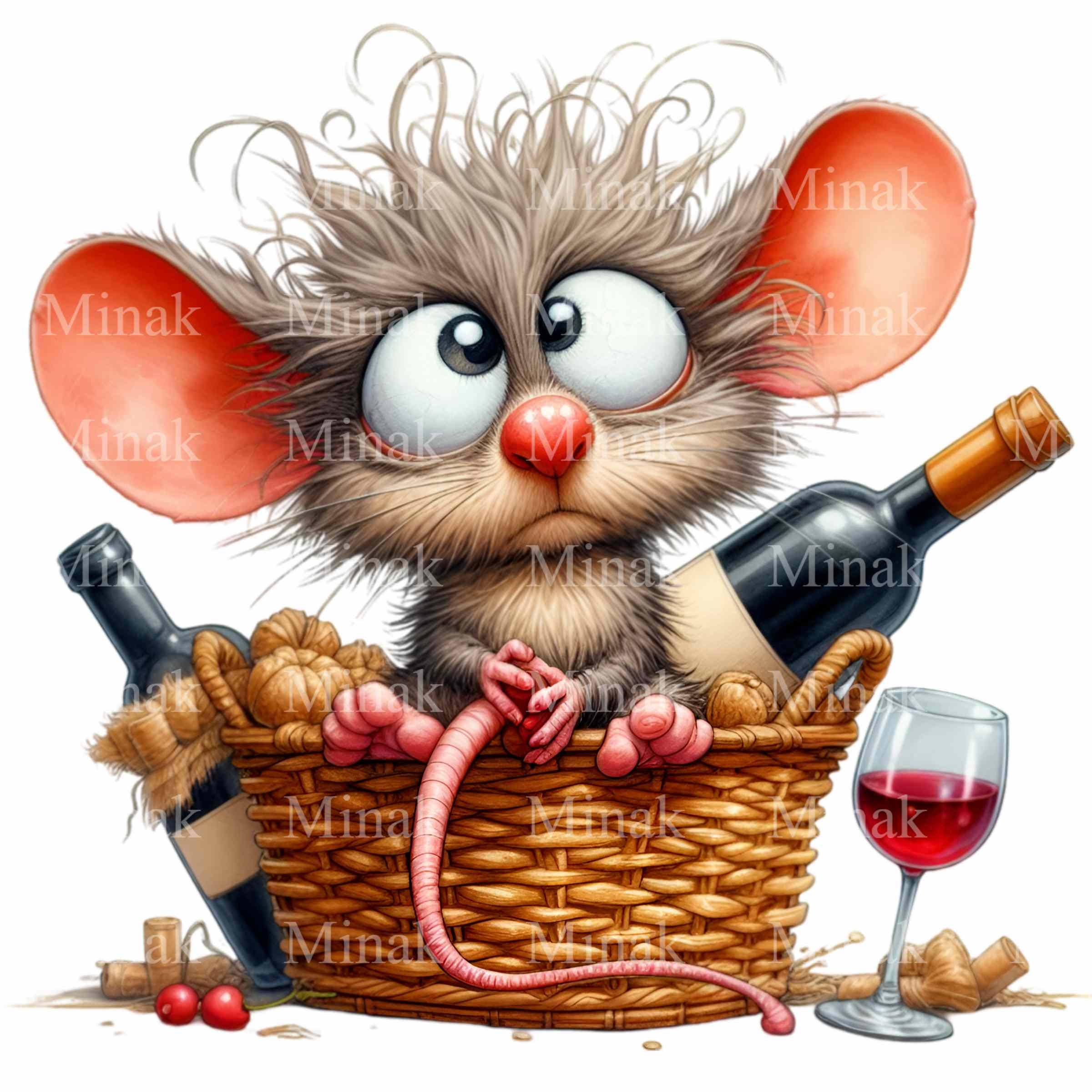 10 PNG Funny Drunk Mouse Clipart, Wine Lover Sublimation - Etsy