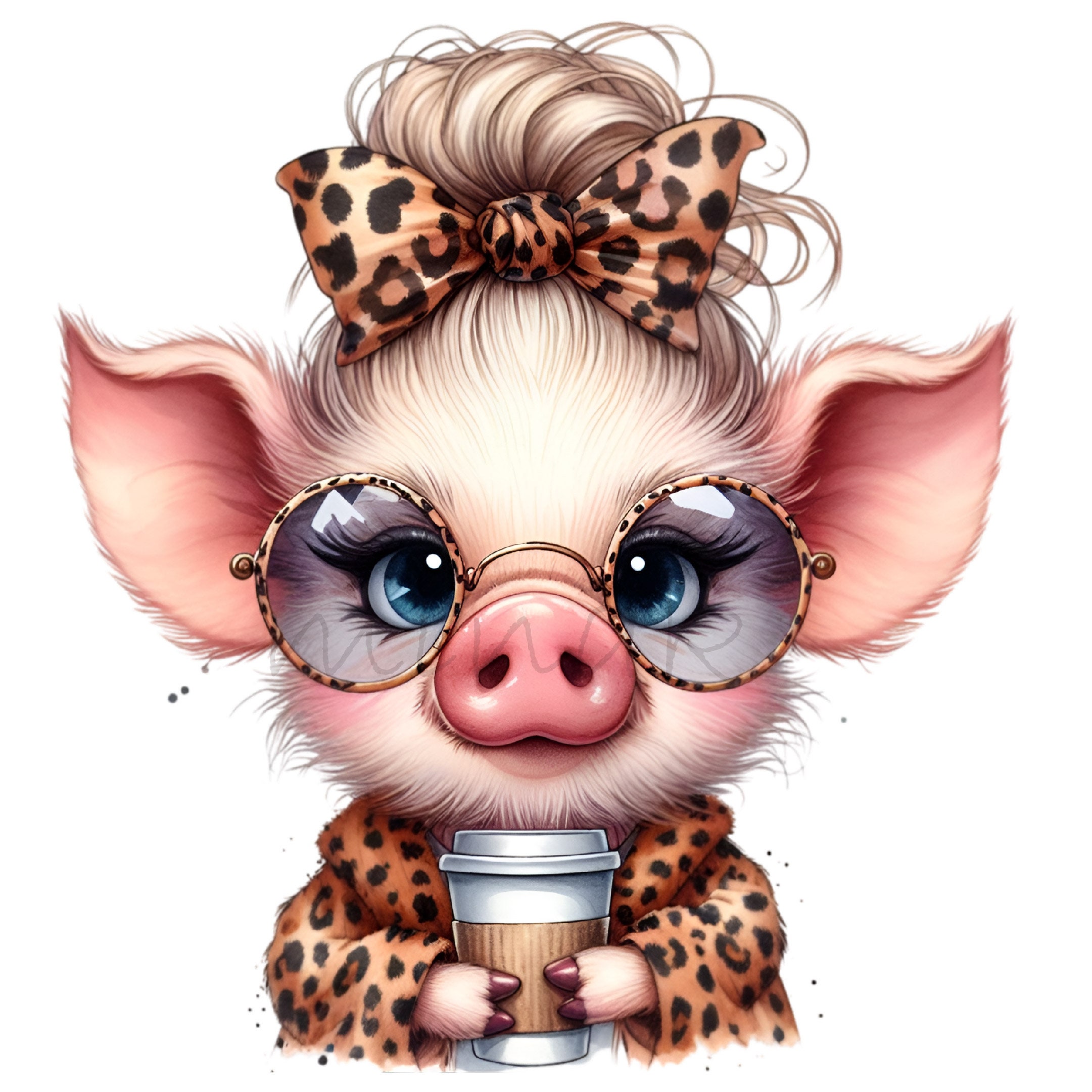 Pig Clipart PNG, Coffee Clip Art, 10 Watercolor Cute Piglet Farm Animal ...
