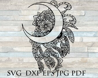Moon zentangle | Etsy