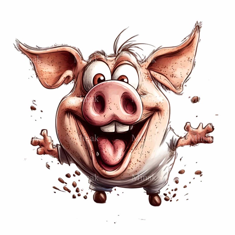 12 Funny Pig PNG Clipart, Transparent Background, Playful Farm Animal ...
