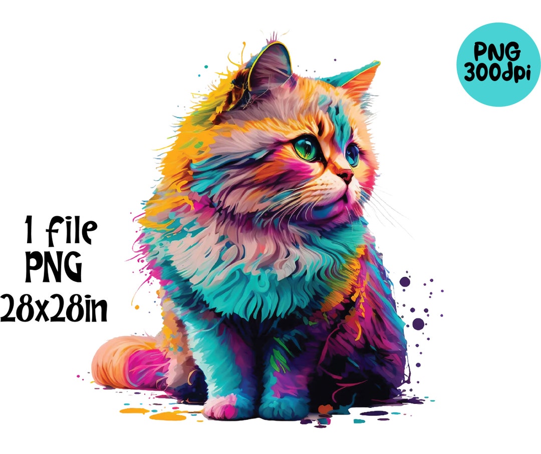 Colorful Cat Clipart - Etsy