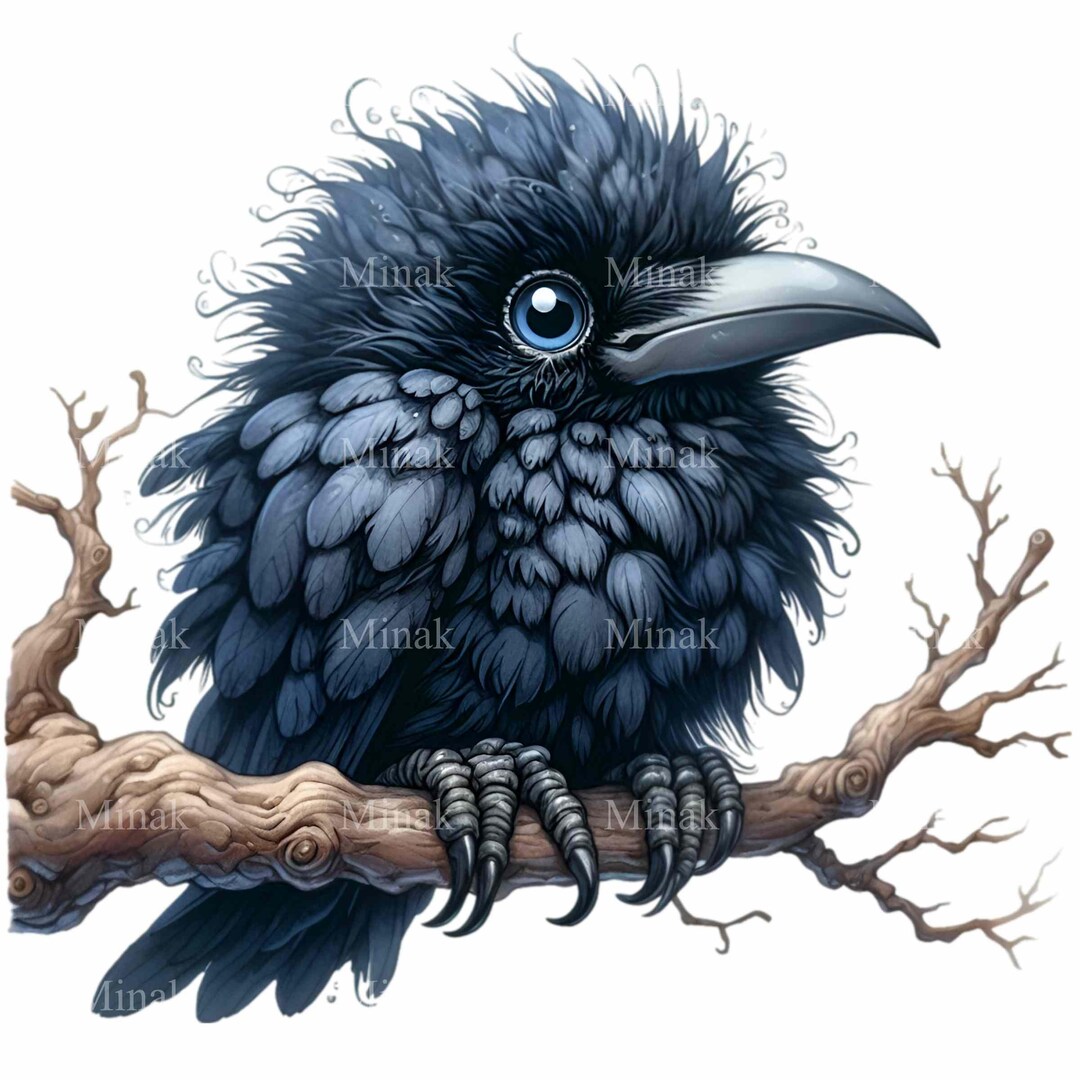 10 PNG Raven Clipart - Spooky Crow - Gothic Bird Illustration ...