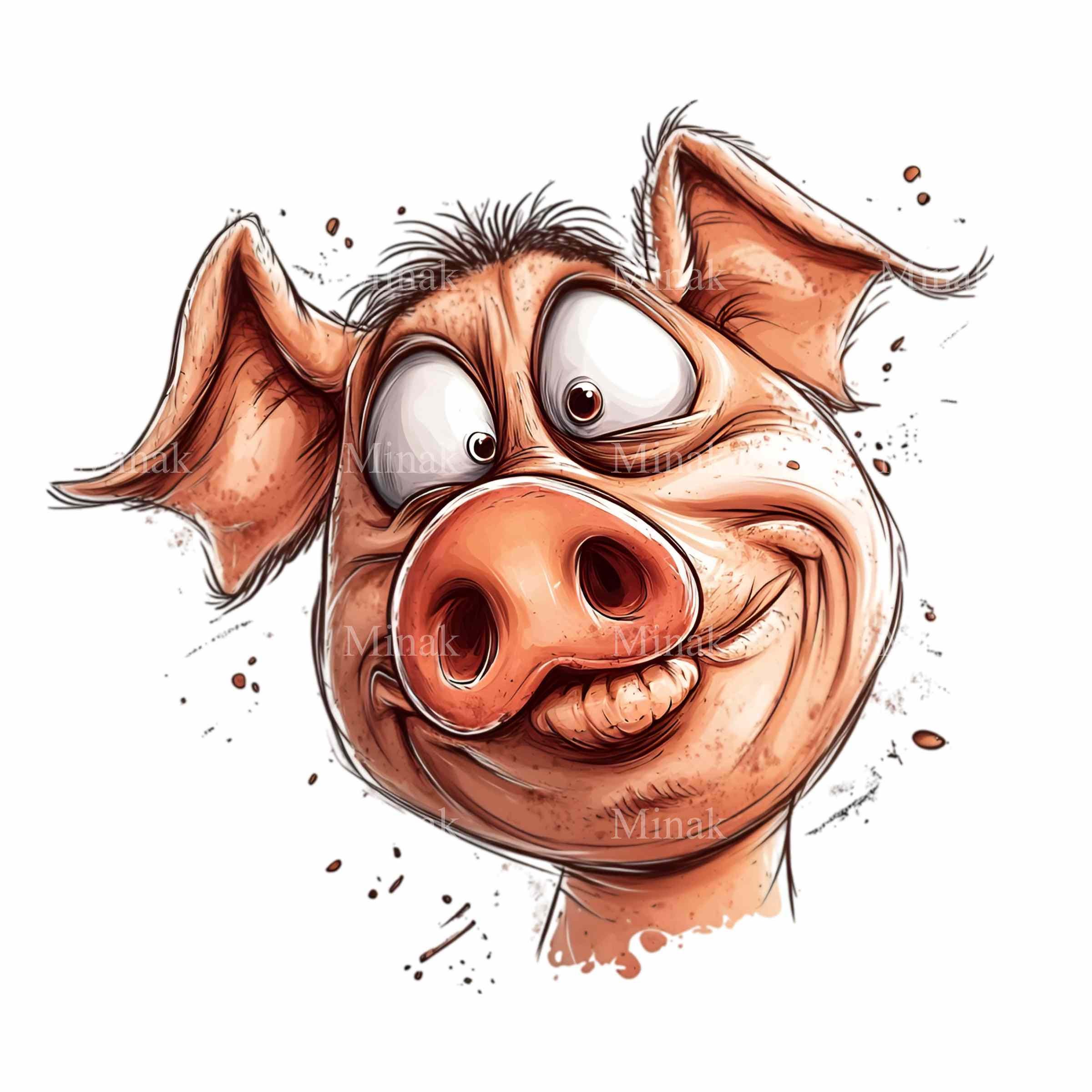 12 Funny Pig PNG Clipart, Transparent Background, Playful Farm Animal ...