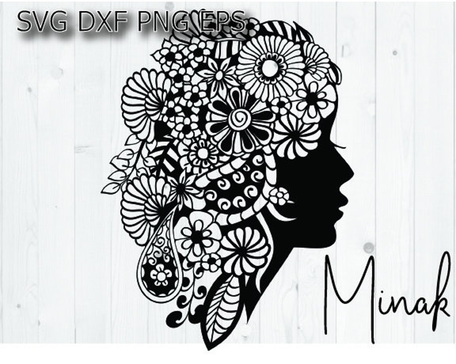 Mandala Girl Svg Cricut Svg Flower Hair Svg Woman Mandala | Etsy