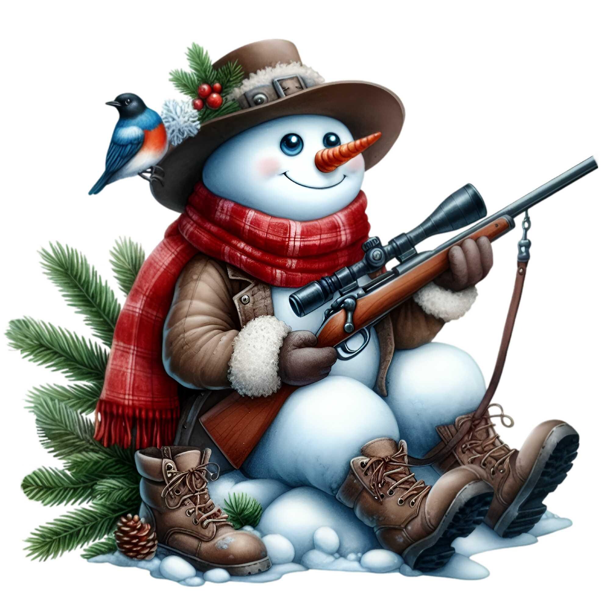 15 PNG Hunter Snowman Clipart – Snowman With Rifle PNG – Funny Winter ...