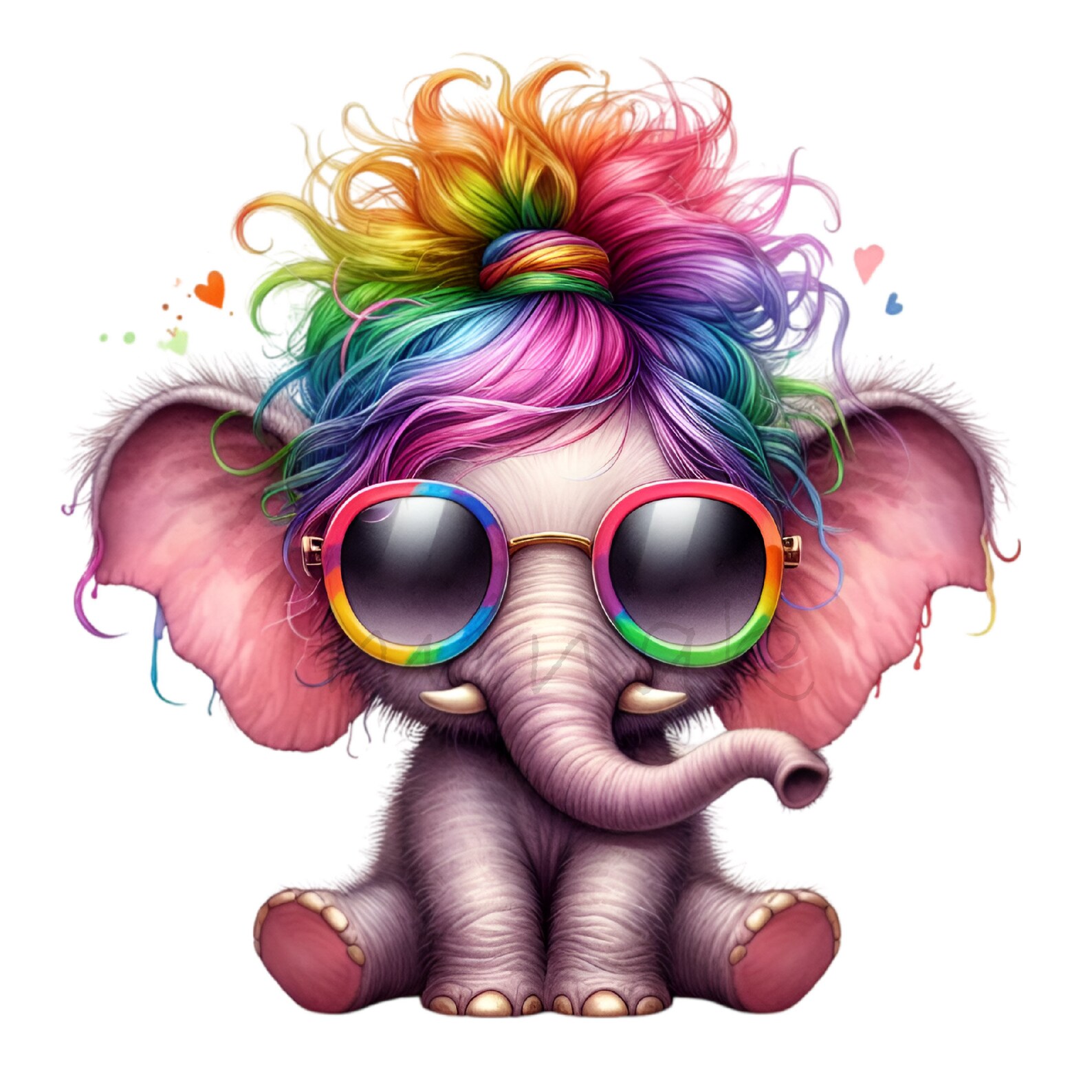 Rainbow Animal Clipart, Elephant Clip Art, Birthday Clipart, 10 PNG ...