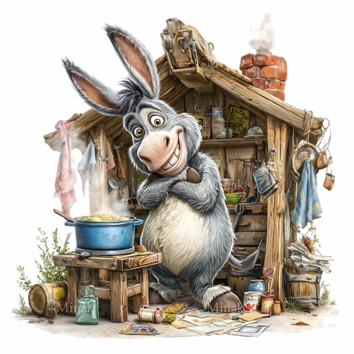 15 PNG Chef Donkey Clipart – Funny Cooking Illustration in Cottage ...