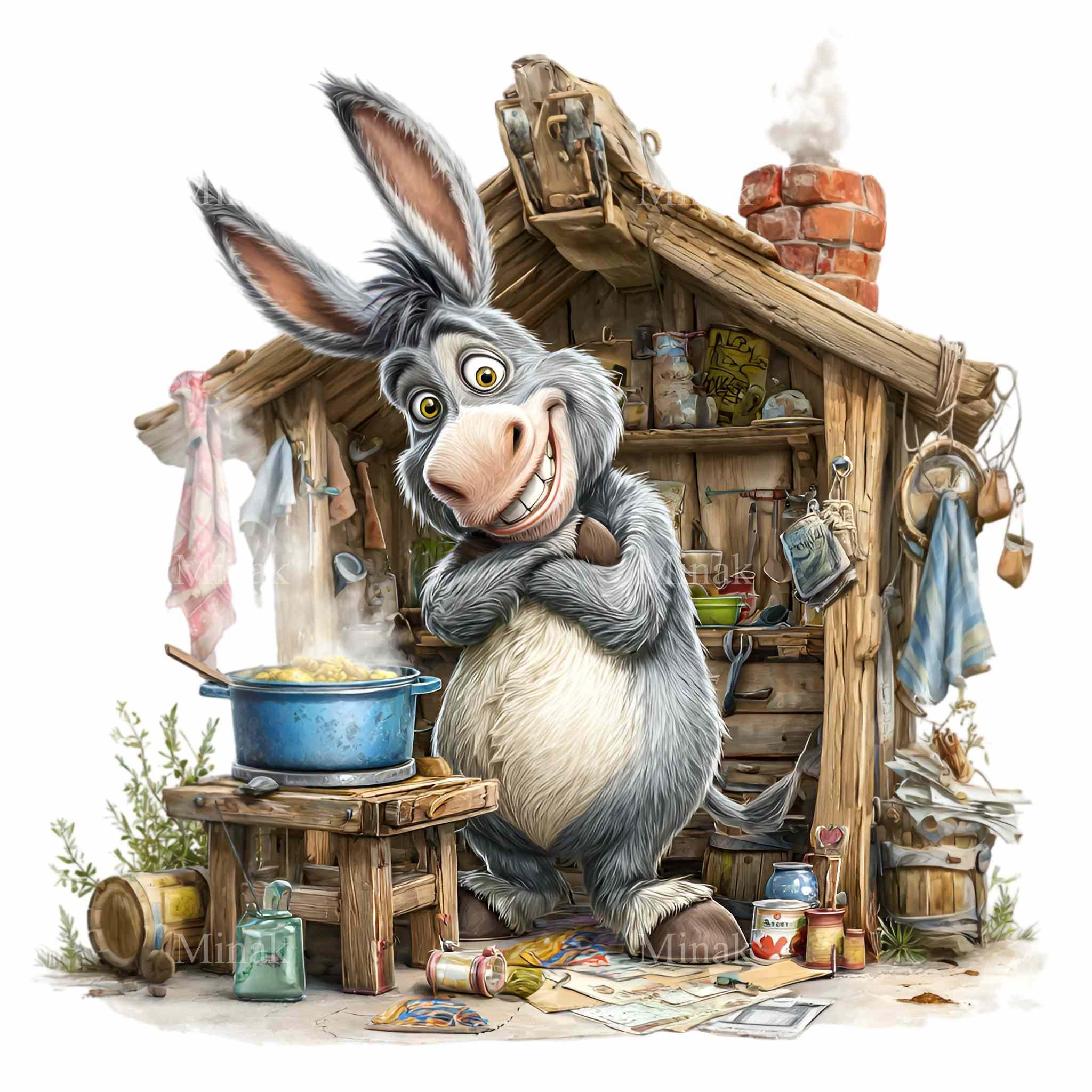15 PNG Chef Donkey Clipart – Funny Cooking Illustration in Cottage ...