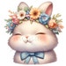 Floral Bunny PNG Clipart 12 Cute Bunny With Flower Crown Adorable ...