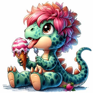 Cute Dinosaur With Ice Cream PNG Clipart 12 Adorable Dino Art for Kids ...