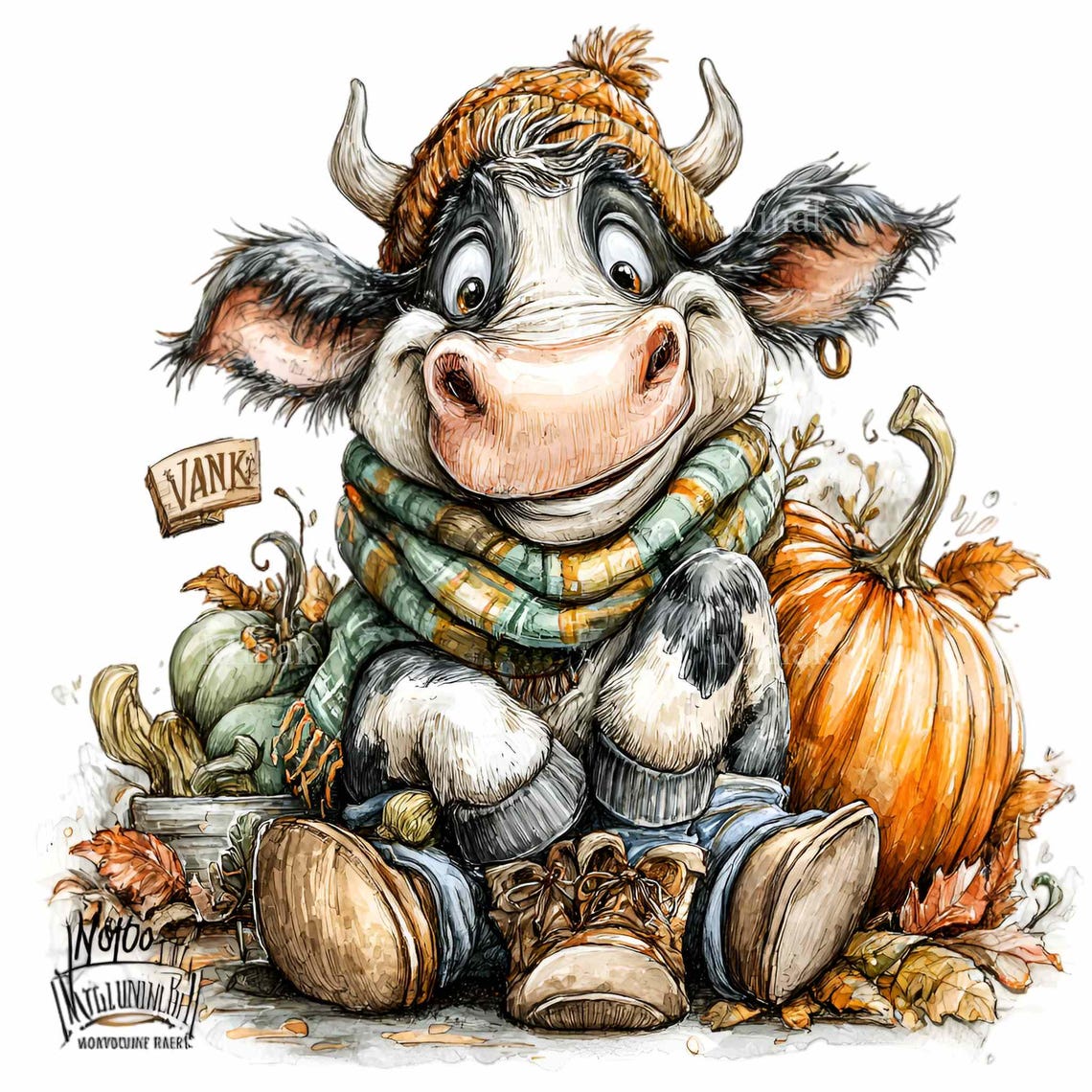 12 PNG Fall Cow Clipart, Autumn Pumpkin Highland Heifer Thanksgiving - Etsy