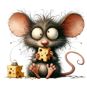 Cute Mouse Eating Cheese 10 PNG Funny Kids Comics Cartoon Illustration ...