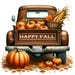 Rustic Brown Truck Fall Harvest Clipart 12 Pumpkins and Corn Autumn ...