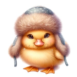 Winter Duckling Clipart Adorable Duck Illustration 12 PNG Perfect for ...