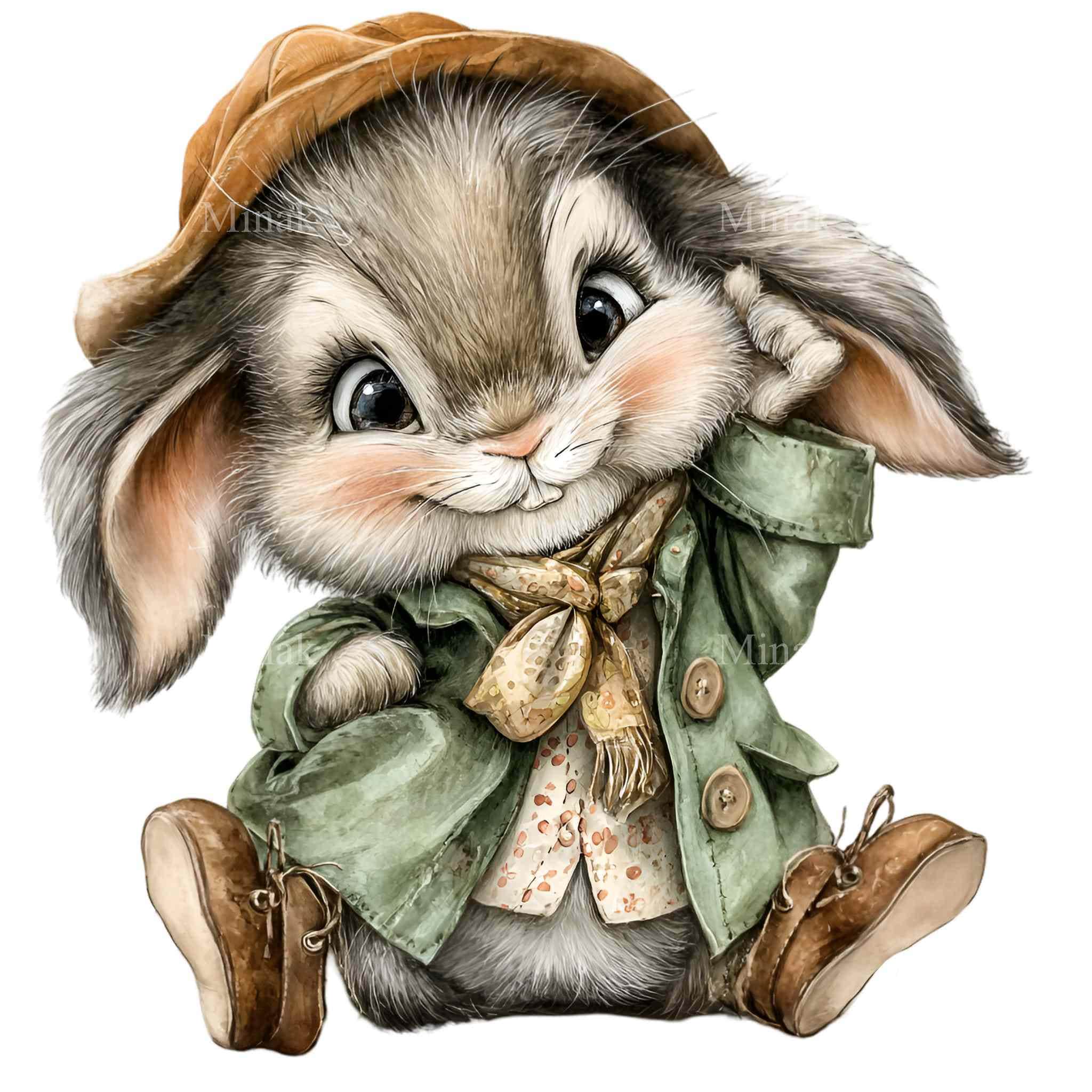 15 PNG Cute Bunny Clipart – Rabbit PNG – Digital Download for Kids ...