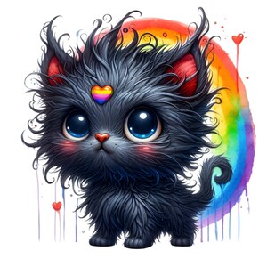 12 Rainbow Cat Clipart PNG, Cute Kitten With Heart, Pride Cat ...