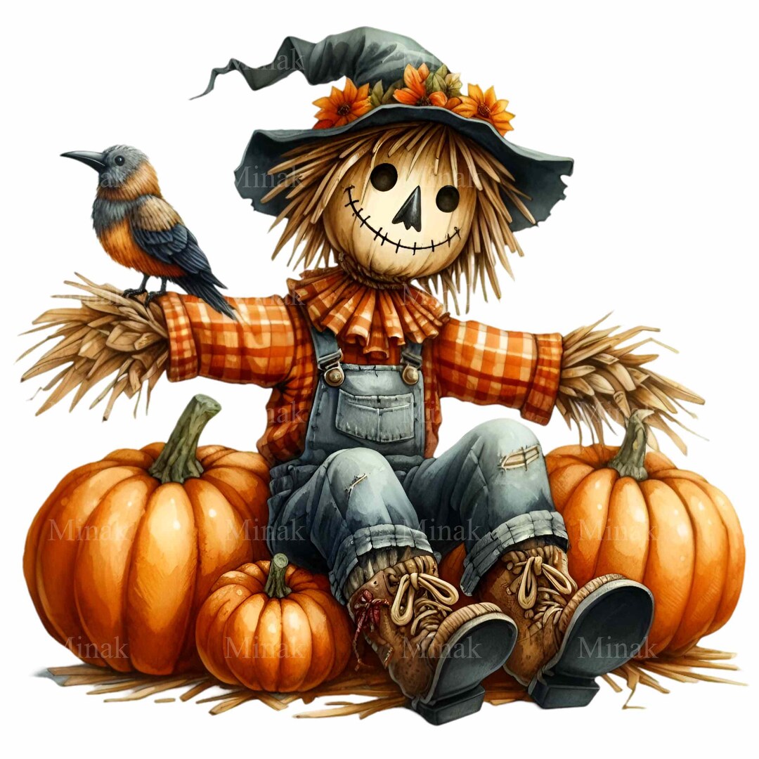 15 PNG Autumn Scarecrow Clipart – Cute PNG Design – Pumpkin Patch Fall ...