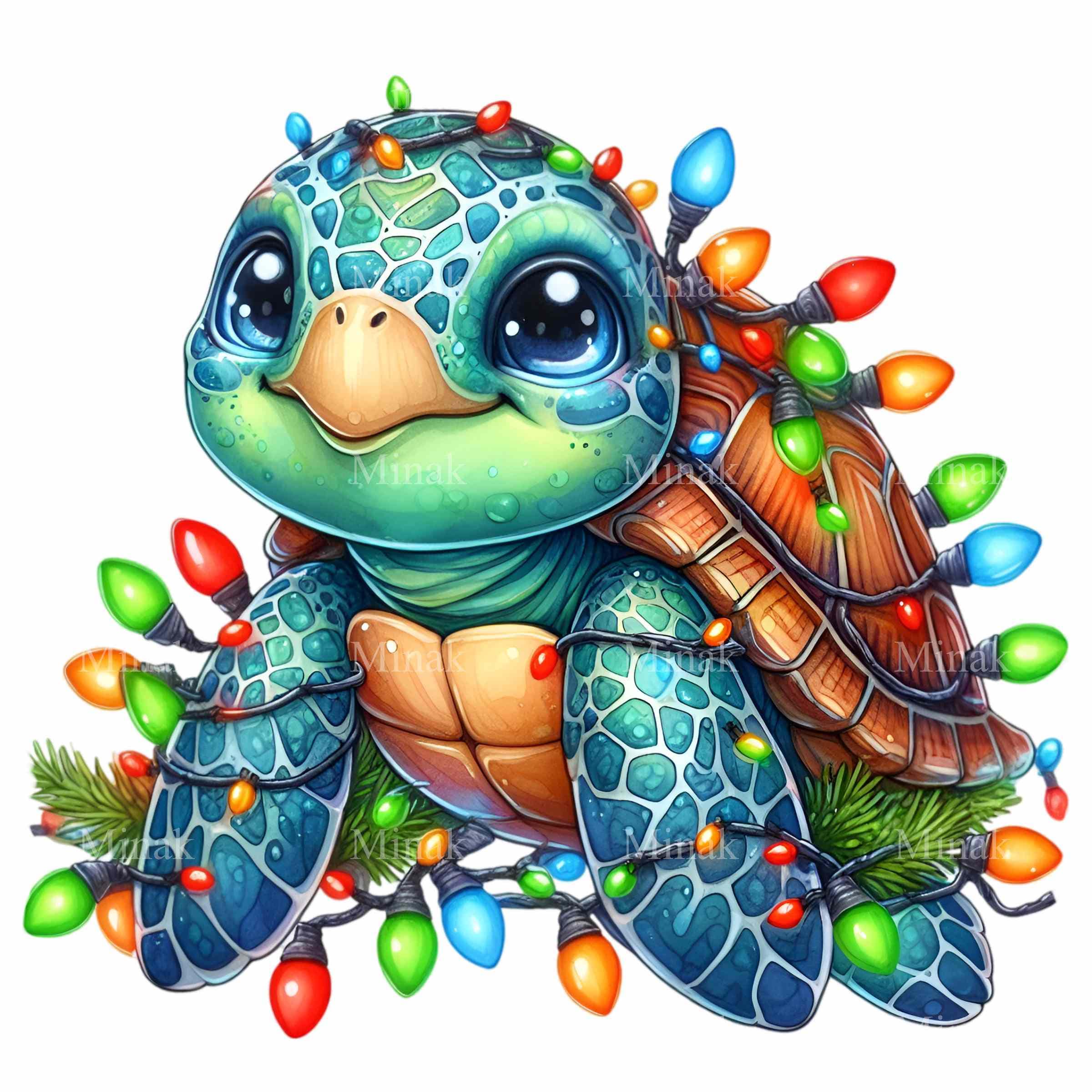 15 PNG Christmas Turtle Clipart – Cute Festive Animal PNG – Holiday ...