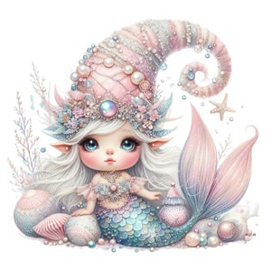 Mermaid Clipart, Gnome PNG, 12 Watercolor Fairytale Clip Art, Nursery ...