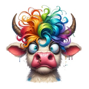 Rainbow Cow Fanny Heifer 15 PNG Farm Animal Illustration Clipart ...