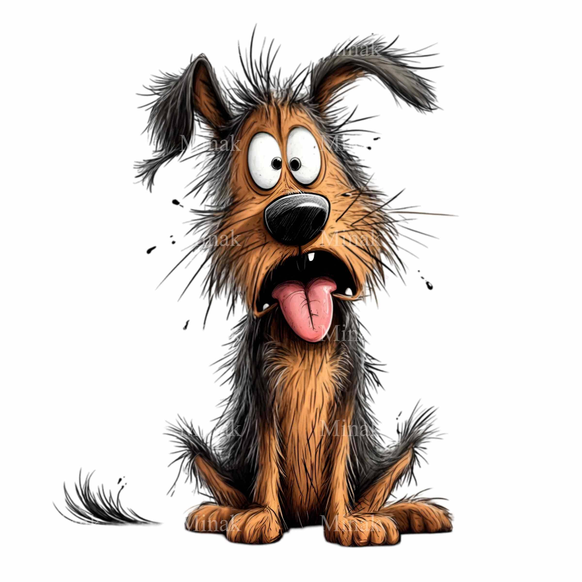 12 PNG Funny Dog Clipart – Goofy Cartoon Puppy PNG With Wild Fur and ...