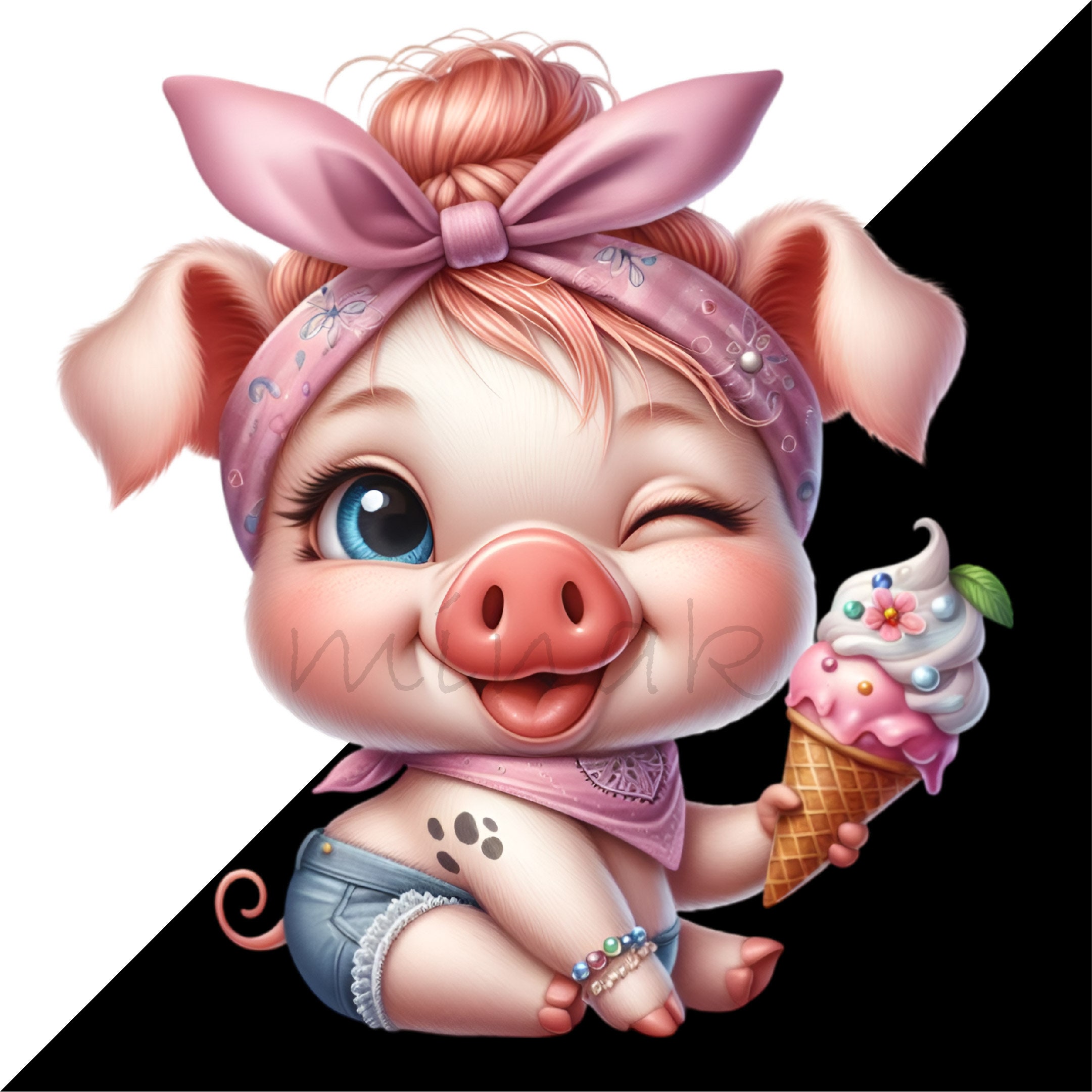 10 PNG Cupcake Pig Clipart – Cute Piglet Sweet – Digital Download for ...