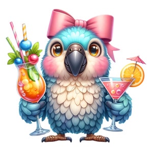 Parrot Clipart PNG, Cocktail Clip Art, 10 Tropical Bird Clip Art, Gift ...