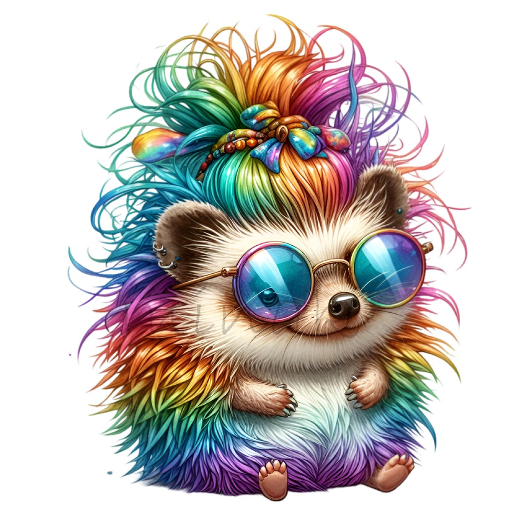 12 Rainbow Hedgehog PNG Clipart - Cute Hedgehog With Colorful Fur ...