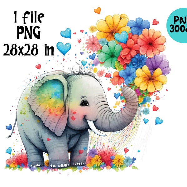 Rainbow Elephant - Etsy